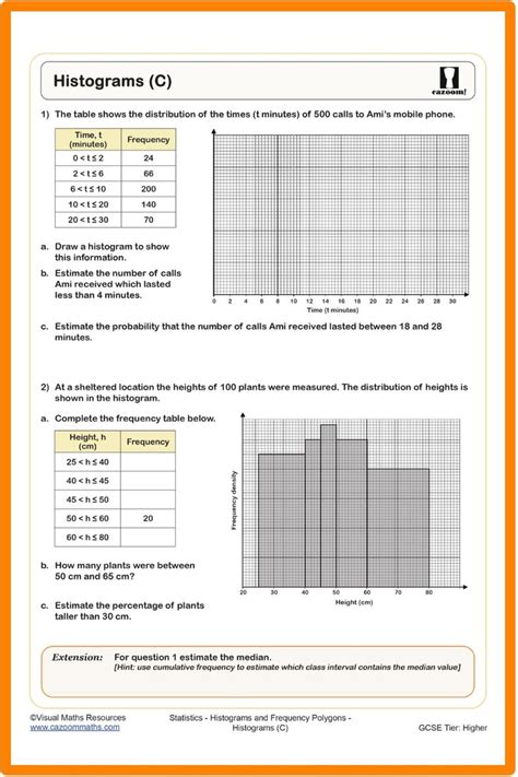 Histograms C In 2025 Histogram Worksheet Histogram Math Worksheet