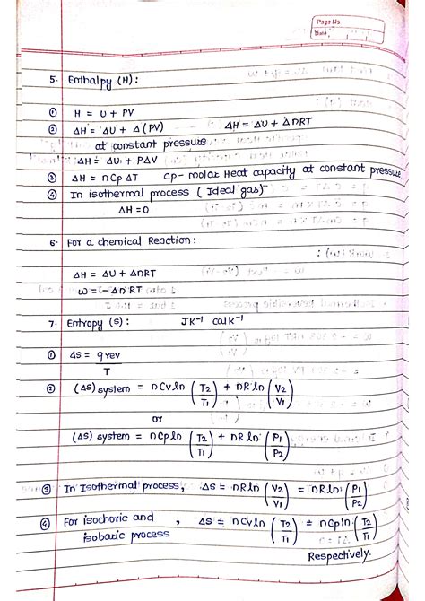 Thermodynamics Chemistry Handwritten Notes Pdf Download