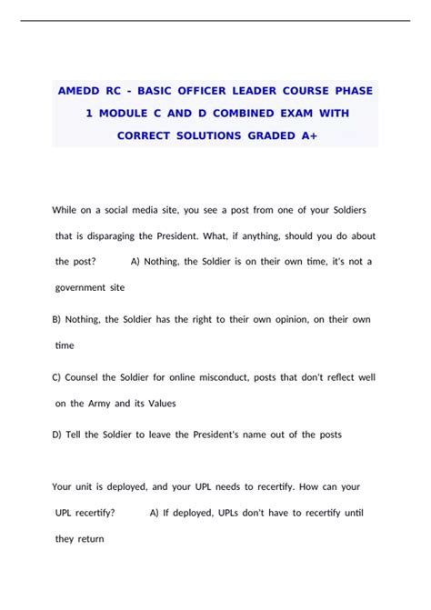 Amedd Rc Basic Officer Leader Course Phase 1 Module C And D Combined