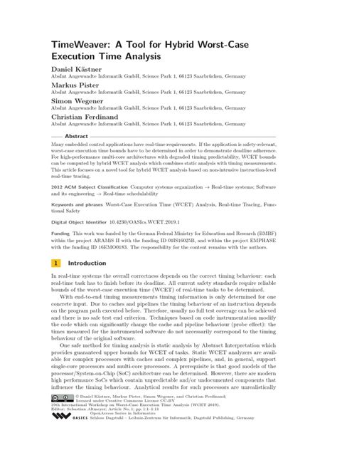 Timeweaver A Tool For Hybrid Worst Case Execution Time Analysis Pdf Control Flow Digital