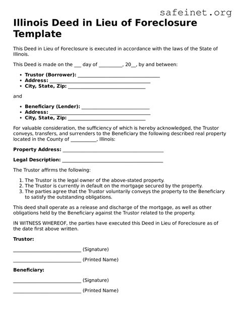 Free Illinois Deed In Lieu Of Foreclosure Pdf Template ≡ Safeinet