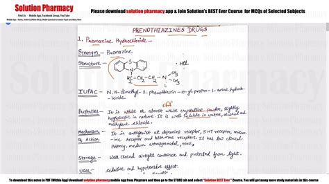 Class 53 Phenothiazine Drug Under Antipsychotic Drugs Medicinal