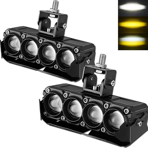 Motorcycle Fog Lights 80w 8000lm Dual Color White Amber