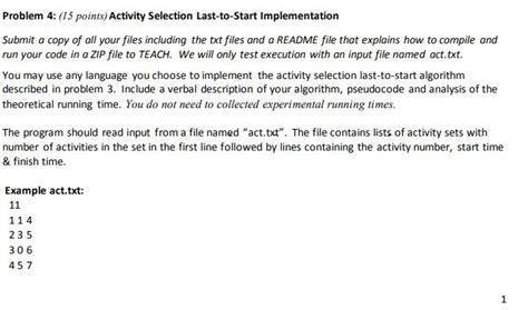 Solved Problem 4 15 Points Activity Selection