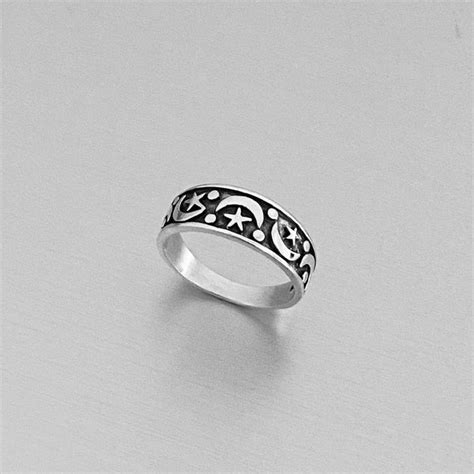 Sterling Silver Moon And Star Band Ring Silver Rings Crescent Moon