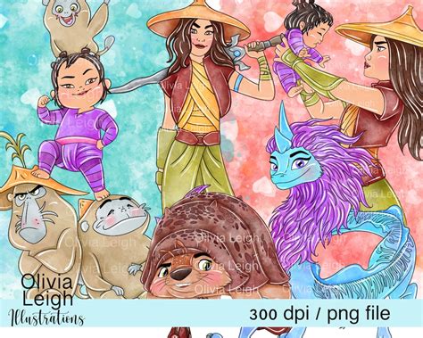 Princess Raya Cute Clipart Set Png Files Digital Download Printable Etsy