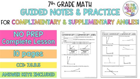 Complementary And Supplementary Angles Notes To The Square Inch