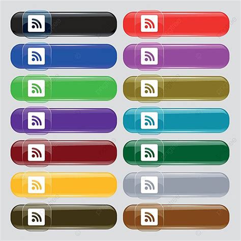 colorful rss feed button set for design vector icon symbol vector