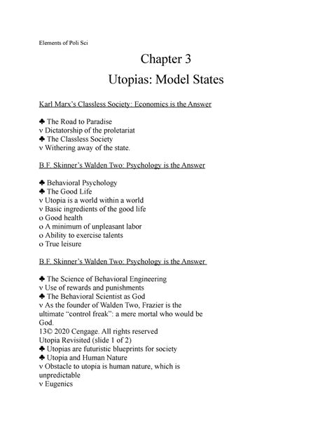 Elements Of Poli Sci Chap 3 Elements Of Poli Sci Chapter 3 Utopias Model States Karl Marxs