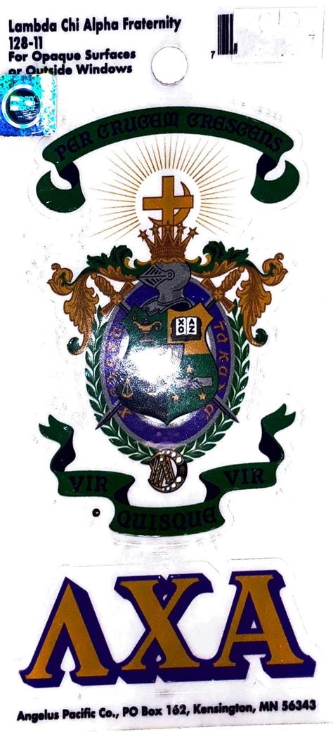 Lambda Chi Alpha Fraternity Crest And Letter Decal Greek Threads