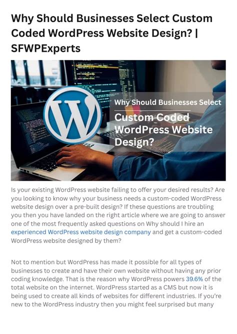 ppt why should businesses select custom coded wordpress website
