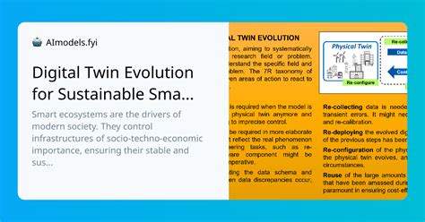Digital Twin Evolution For Sustainable Smart Ecosystems Ai Research Paper Details
