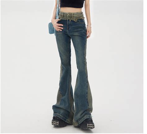 여성 패치워크 부츠컷 데님팬츠 롱다리 청바지