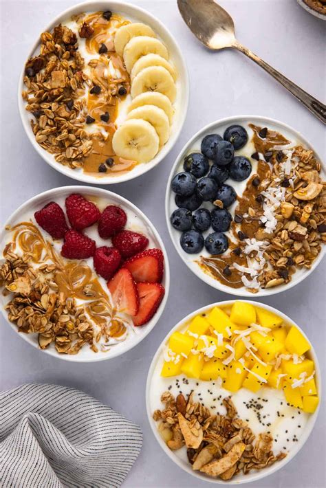 Easy Yogurt Granola Bowls 4 Ways Begin With Balance