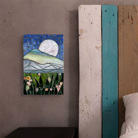 Moonrise Landscape Mosaic Wall Art Handmade Home Decor Accent