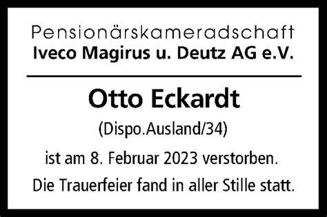 Traueranzeigen Von Otto Eckardt Augsburger Allgemeine Zeitung