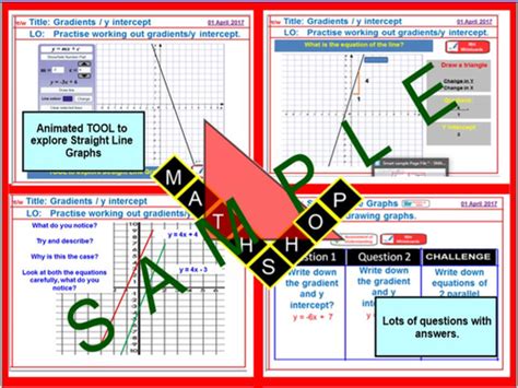 straight line graphs gradients and y intercepts teaching resources