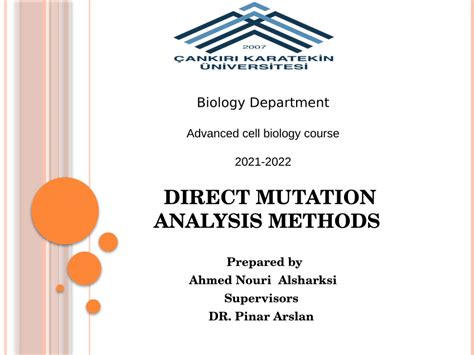 Pdf Direct Mutation Analysis Methods Prepared By
