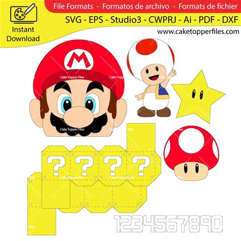 Super Mario Head Cake Topper Digital File
