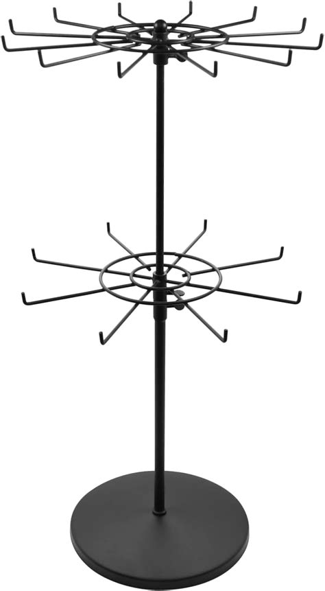Rotating Pegboard Display Stand With 24 Hooks Metal