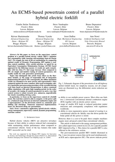Pdf An Ecms Based Powertrain Control Of A Parallel Hybrid Electric Forklift