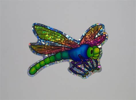 Dragonfly Sticker Flying Bug Prism Decal Insect Glitter Foil Holographic Nature Lover S S