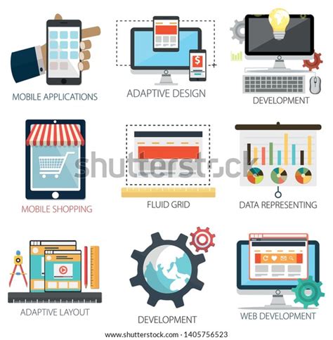 Application Web Development Data Presentation Mobile Stock Vector