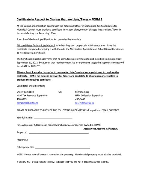 Fillable Online Halifax Form 3 Halifax Regional Municipality