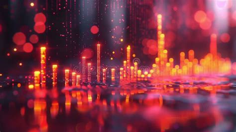 Abstract Red And Orange Digital Data Visualization Stock Illustration