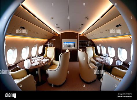 First Class Seats Inside A Boeing 747 8 Jumbo Jet Airplane From The
