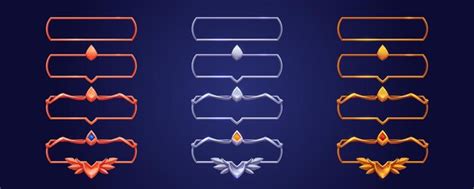 Free Vector Ui Game Frames For Avatar Gold And Silver Borders