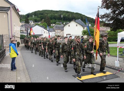 German Soldiers Cross A Checkpoint During The 49th Annual Marche