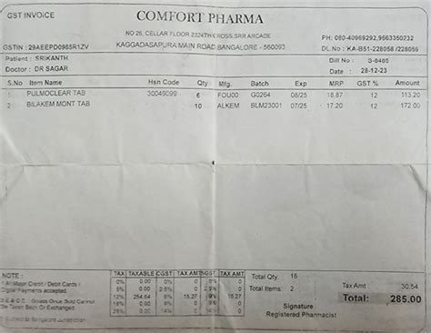 Pharmacy Bill 0 Pdf