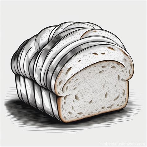Black And White Vector Sketch Illustration Of A Single Classic Shaped Fluffy Bread No Background