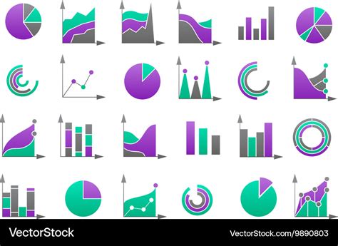 Charts Coloured Icons Set Royalty Free Vector Image