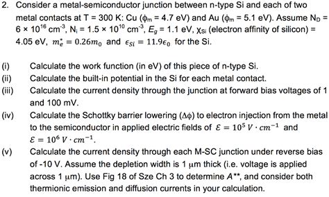 Solved Consider A Metal Semiconductor Junction Between