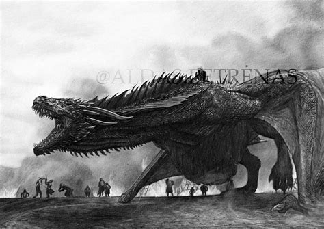 Drogon Game Of Thrones Dragon Pencil Drawing Fine Art Poster Etsy