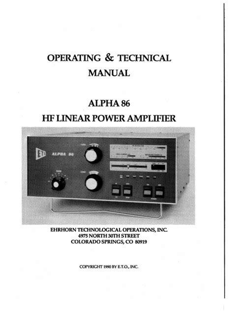 Alpha 86 Operating And Technical Manual Pdf