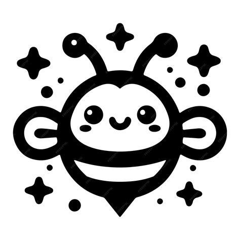 Cute Bee Icon Silhouette Vector With White Background Premium Ai