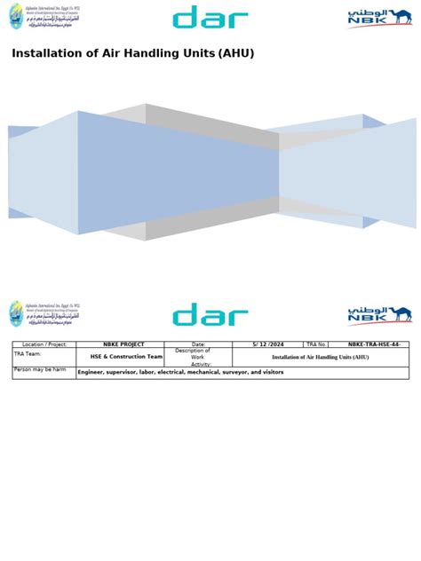 Risk Assessment Required For Method Statement Of Ahu Pdf Personal Protective Equipment Ladder