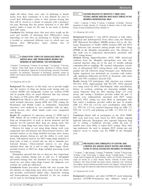 Pdf P145 A Qualitative Study On Sexualised Drug Use Among Male And