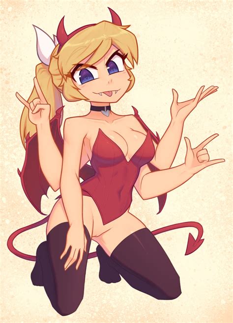 Rule 34 4 Arms Blep Blonde Hair Blue Eyes Bottomless Collarbone Demon