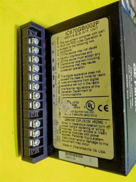 Ge Fanuc Ic670gbi002f Field Control Bus Interace Unit Genius Bus Intf Unit Oasismachinery