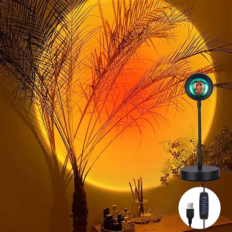WOANWAY Sunset Lamp LED Dimmable, Sunset Projection Lamp 360°Rotation ...