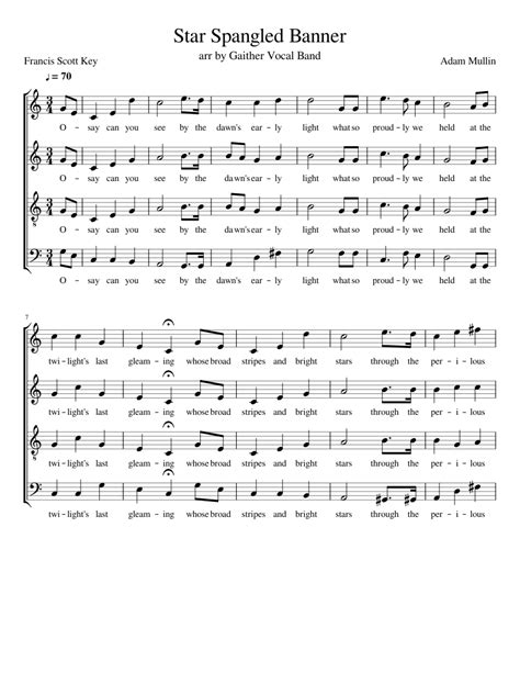 Star Spangled Banner Sheet Music For Voice Download Free In Pdf Or Midi