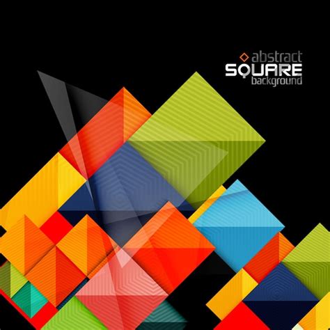 Premium Vector Glossy Color Squares On Black Geometric Abstract Background