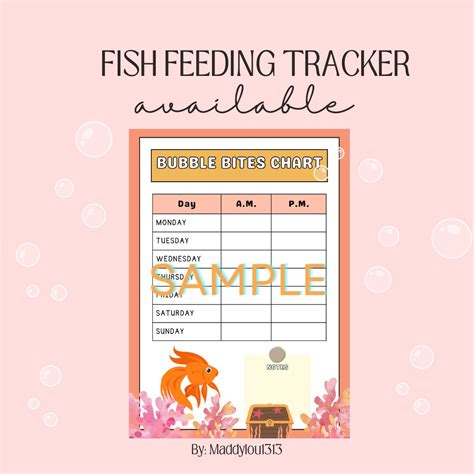 Fish Feeding Tracker Printable Chart For Easy Aquarium Care Etsy