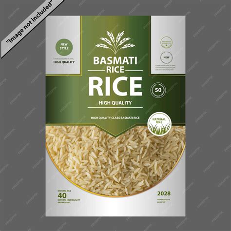 White Green Rice Label Layout Template Design Vector Premium Vector