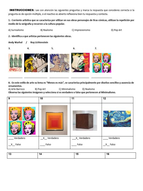 Examen Artes Visuales 3 Tercer Trimestre Pdf Arte De Performance