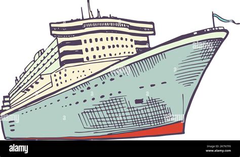 Cruiser Sketch Hand Drawn Passenger Ship Drawing Stock Vector Image And Art Alamy